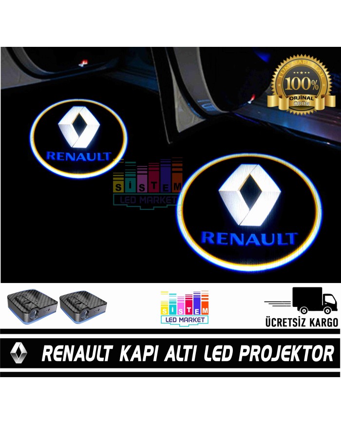 Renault Araçlar İçin Pilli Yapıştırmalı Kapı Altı Led Logo